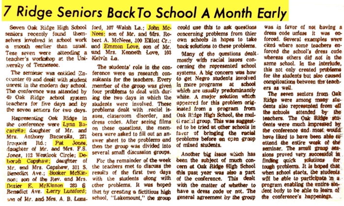 Oak Ridge High School Class of 1970, Oak Ridge, TN